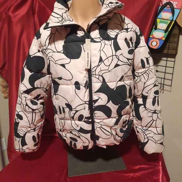 Disney | Jackets & Coats | Disney Mickey Mouse Puffer Jacket Black And ...
